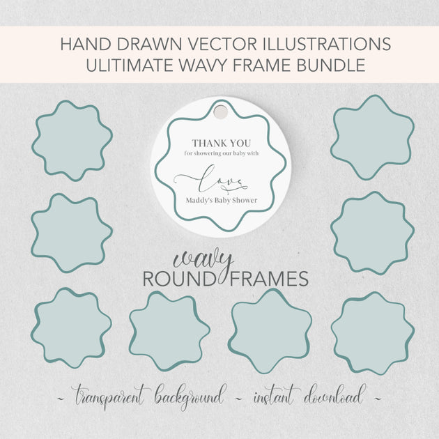 Ultimate Round Wavy SVG Border Bundle Pack | Adore Paper and Digital