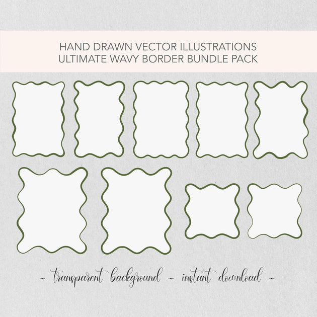 Ultimate Wavy Frame SVG Border Bundle Pack | Invitation Stationery Tem ...