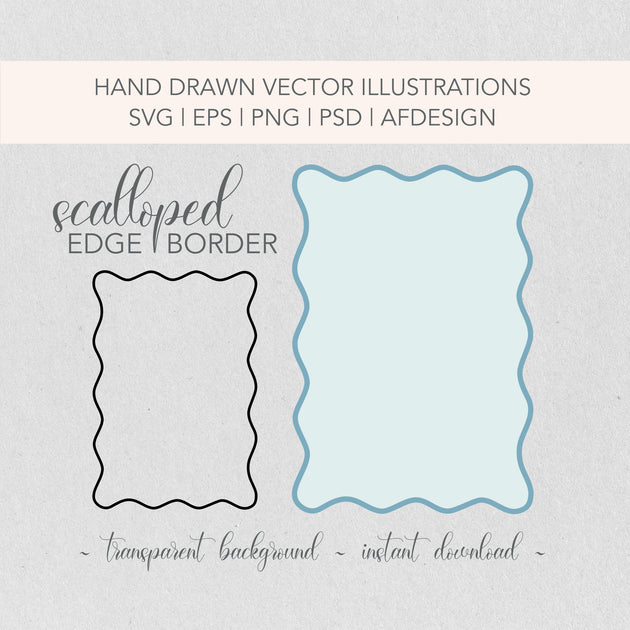 Scalloped Wavy Border | Vector SVG Editable Instant Download File | We ...