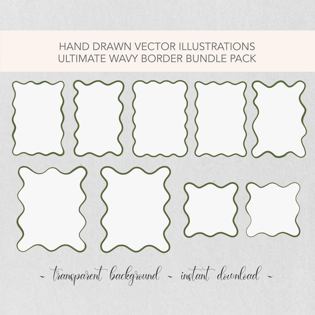 Ultimate Wavy Frame SVG Border Bundle Pack | Invitation Stationery Tem ...