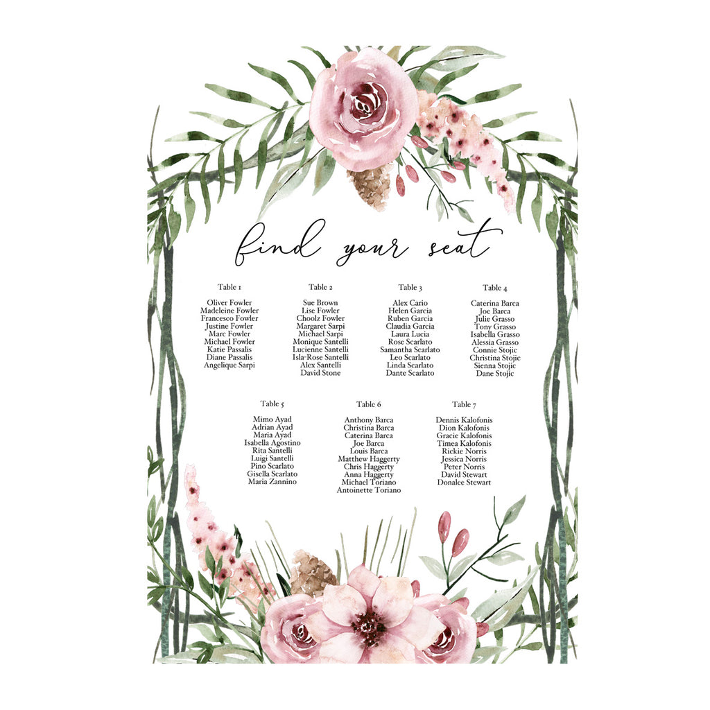 Romantic - Seating Chart | Adore Paper and Digital