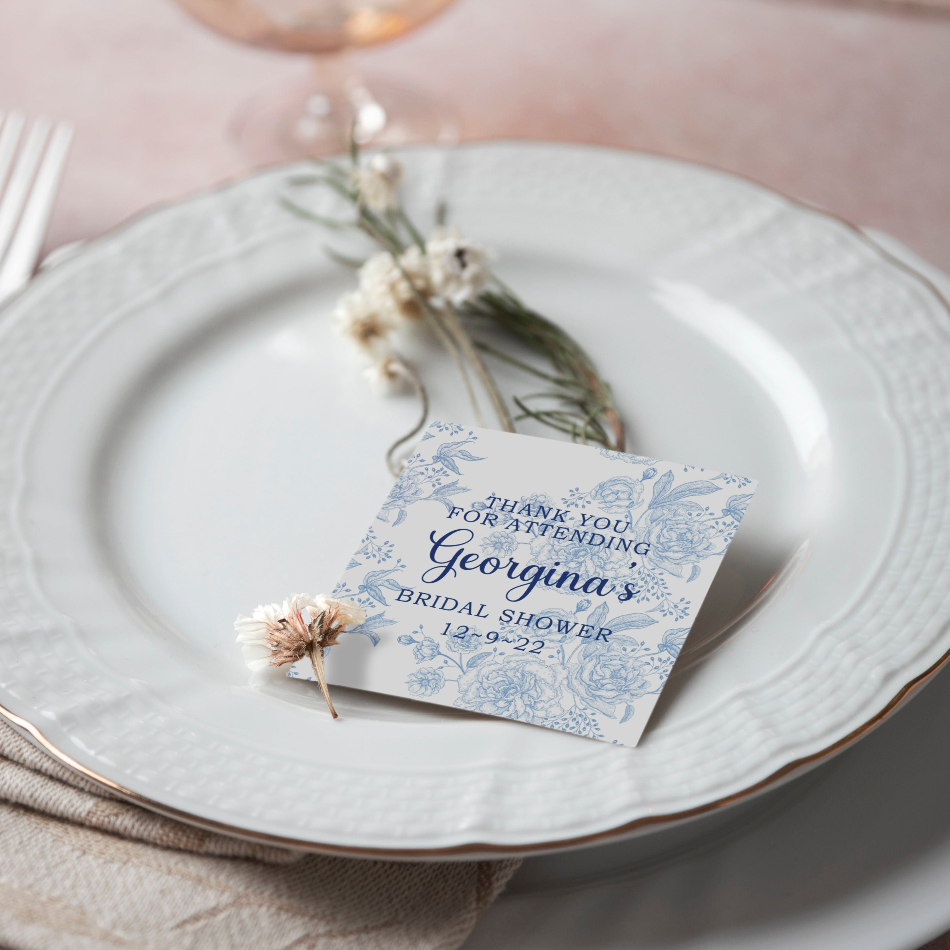 French Toile Tag Design Digital | Adore Paper and Digital